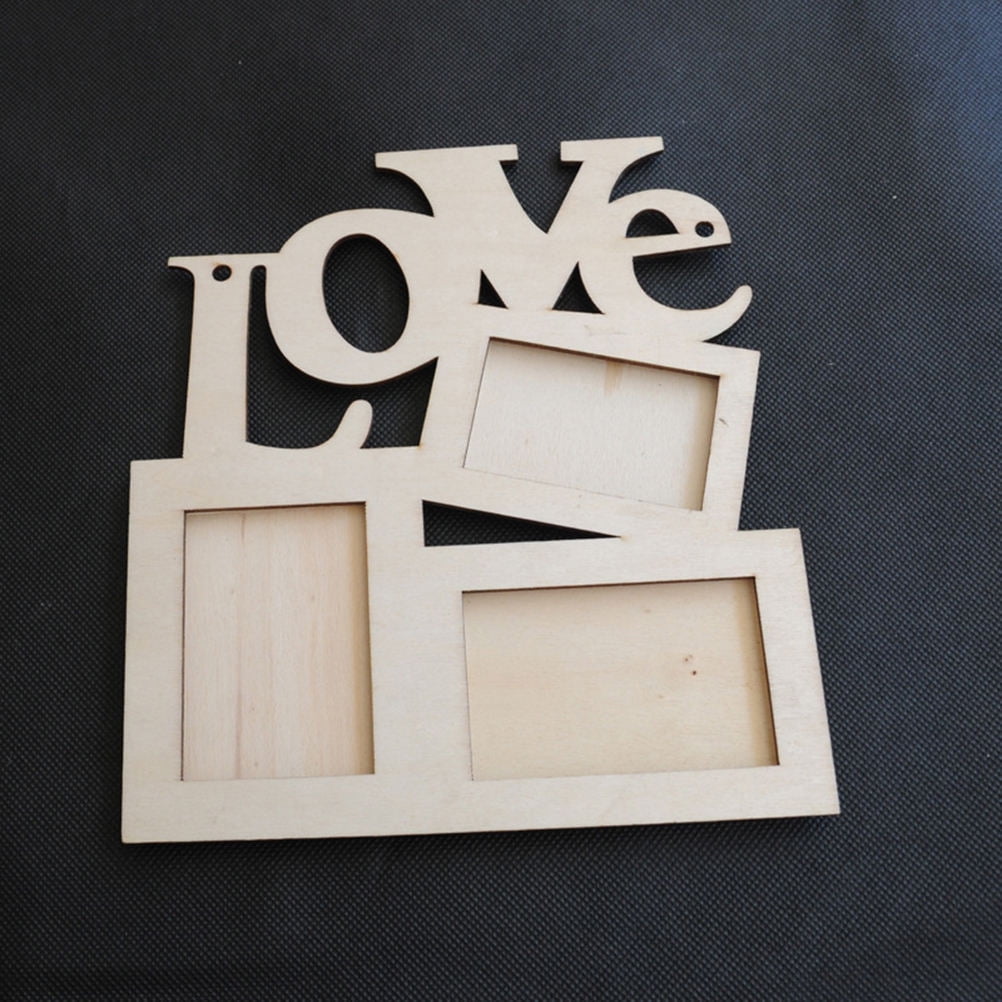 ELAYARD DIY Beige Wooden Picture Frame Hollow Love Style for Photo ...