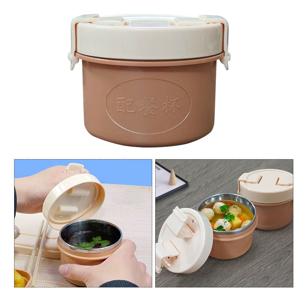 ELAYARD 1Set Round Stainless Steel Vacuum Thermal Soup Cup With ...