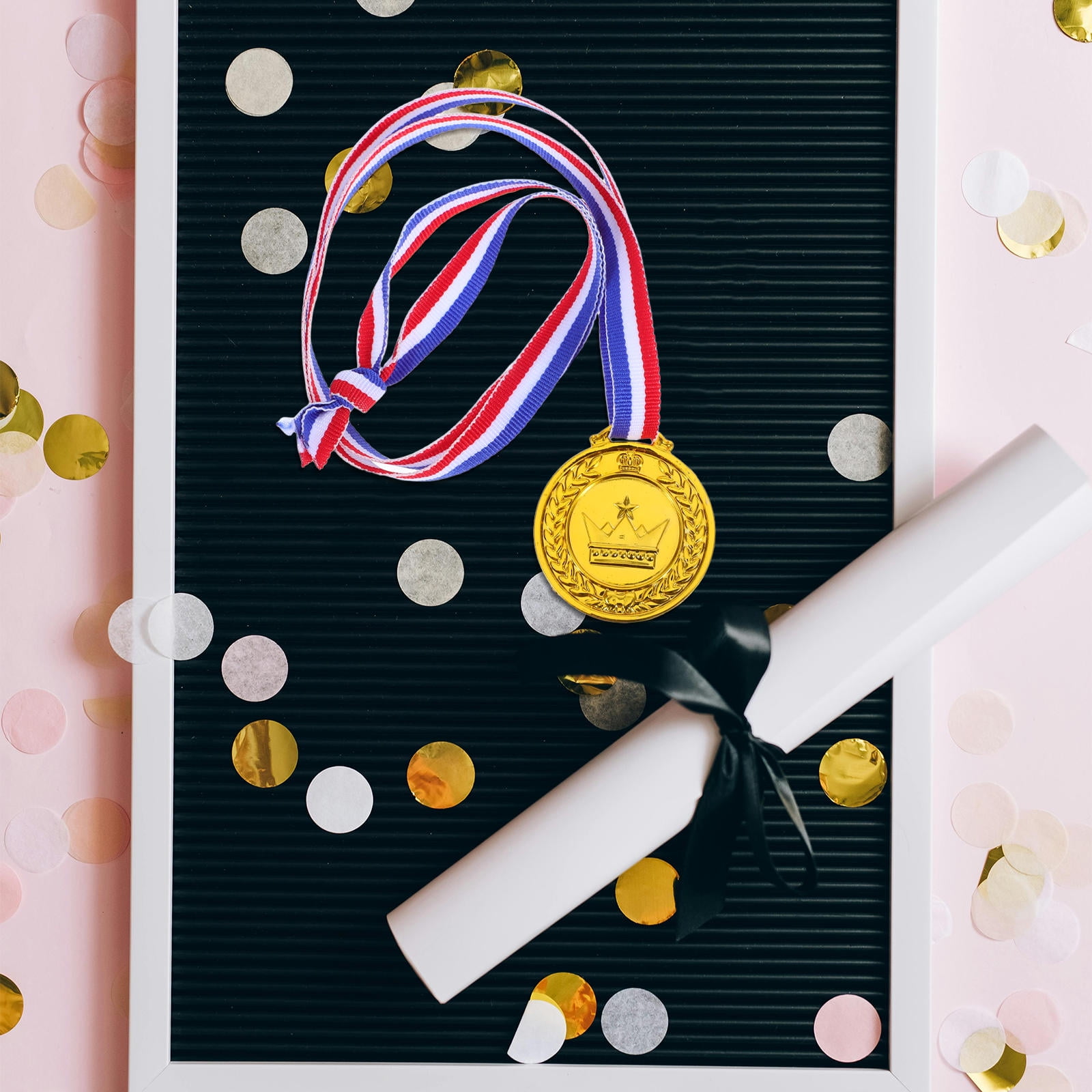 ELAYARD 20pcs Medals Prize Medals Ribbon Golden Honor for Parties ...