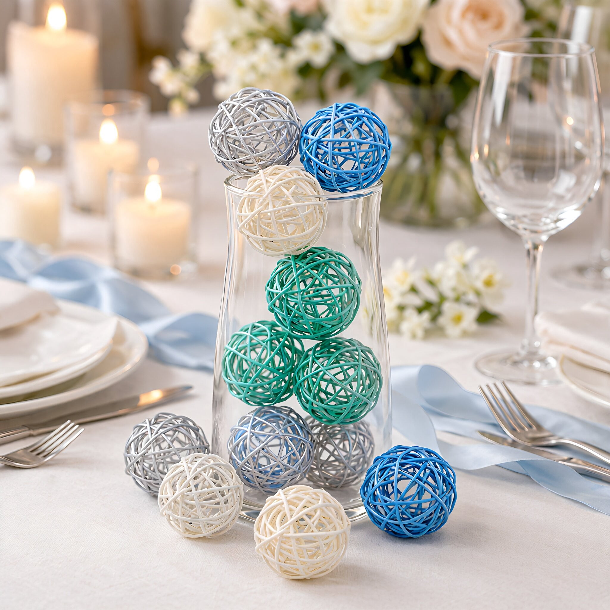 ELAYARD 24pcs Inch Rattan Decorative Balls for Jars and Narrow-mouthed ...