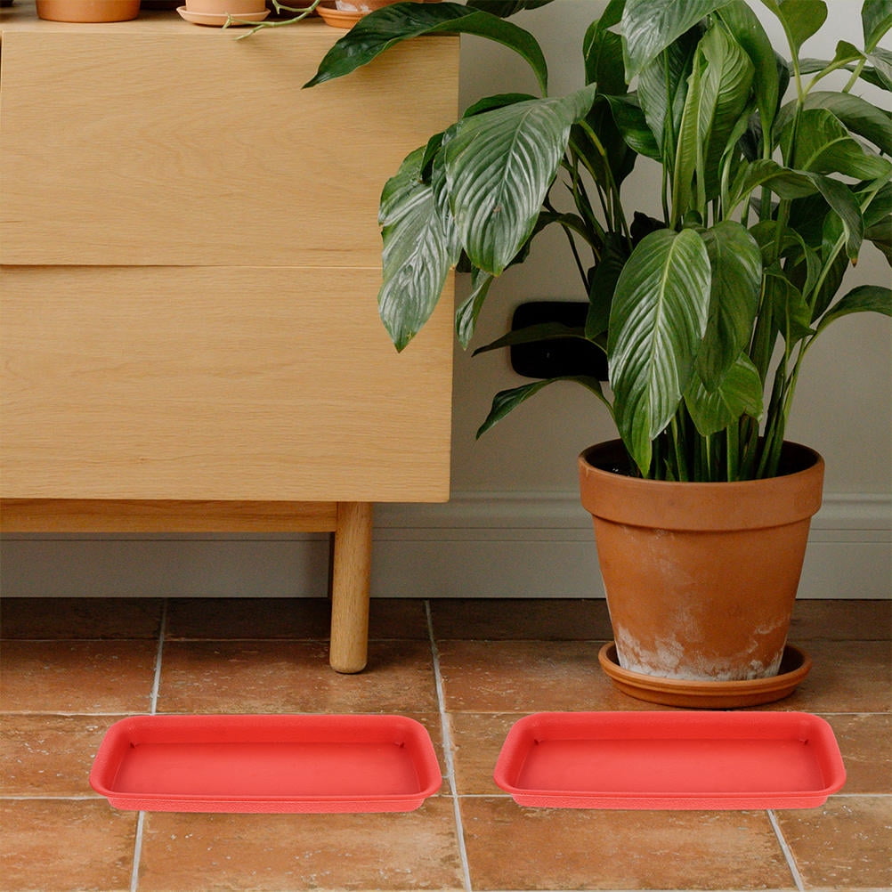 ELAYARD Flower Pot Bottom Tray Red Resin 2Pcs for Plant Pots Water ...
