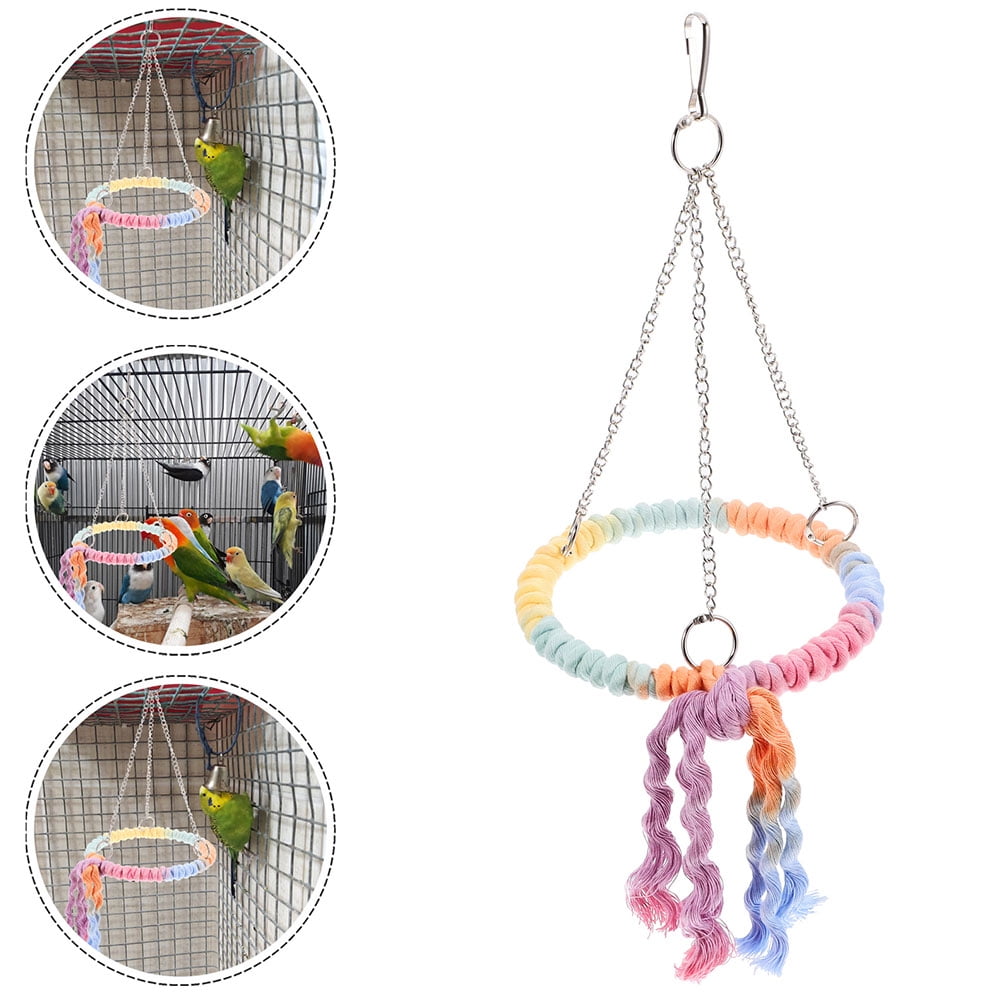 ELAYARD 2Pcs Easy Install Cotton Rope Bird Swing and Perch for Cage ...