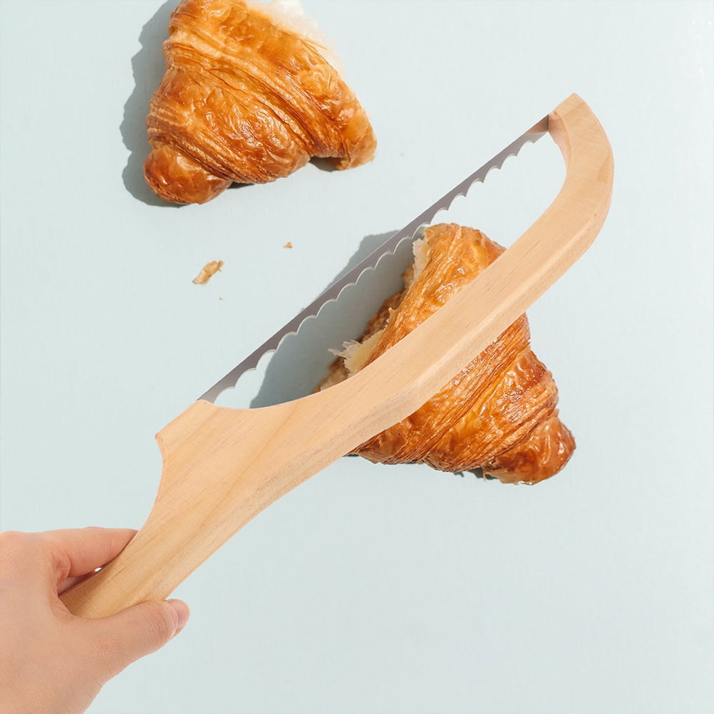 ELAYARD 2Pcs Reusable Bread Slice Cutter Stainless Steel and Wood for ...