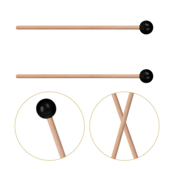 ELAYARD 2Pcs Compact Black Rubber Mallets for Drum Percussion with ...