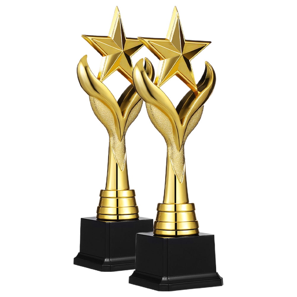 ELAYARD 2Pcs Golden Plastic Trophy for Awarding Celebration Party ...