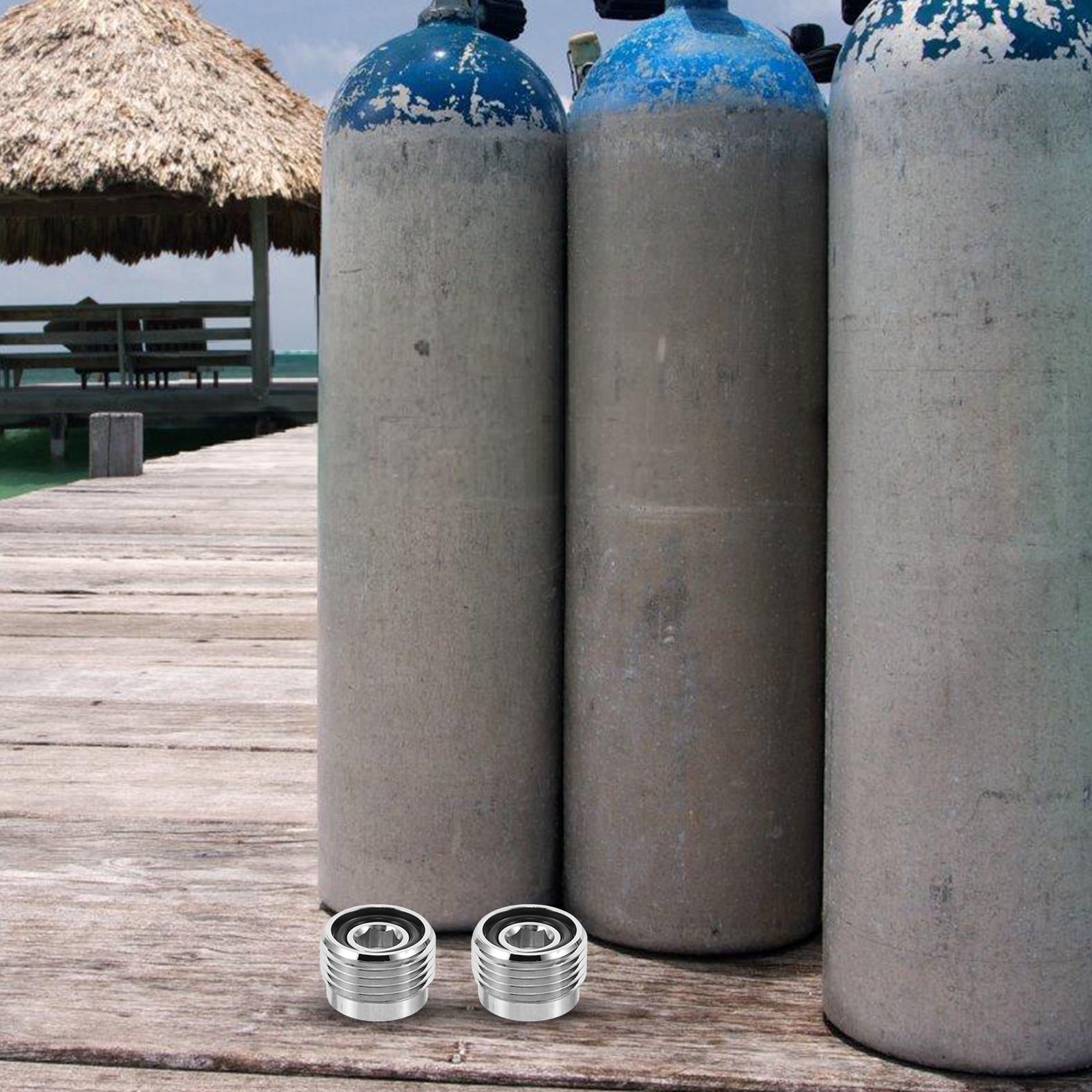 ELAYARD 2Pcs Silver Diving Cylinder Valve Adapter for Scuba Diving High ...