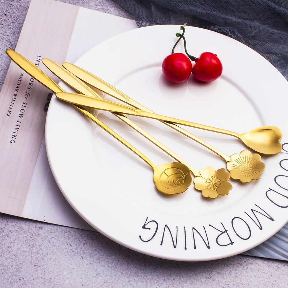 ELAYARD 3 Pcs Golden Cake Spoon Creative Coffee Stirring Spoons with ...