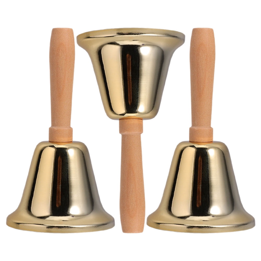 ELAYARD 3Pcs Loud Golden Metal Hand Bell for Restaurant Hotel Use with ...