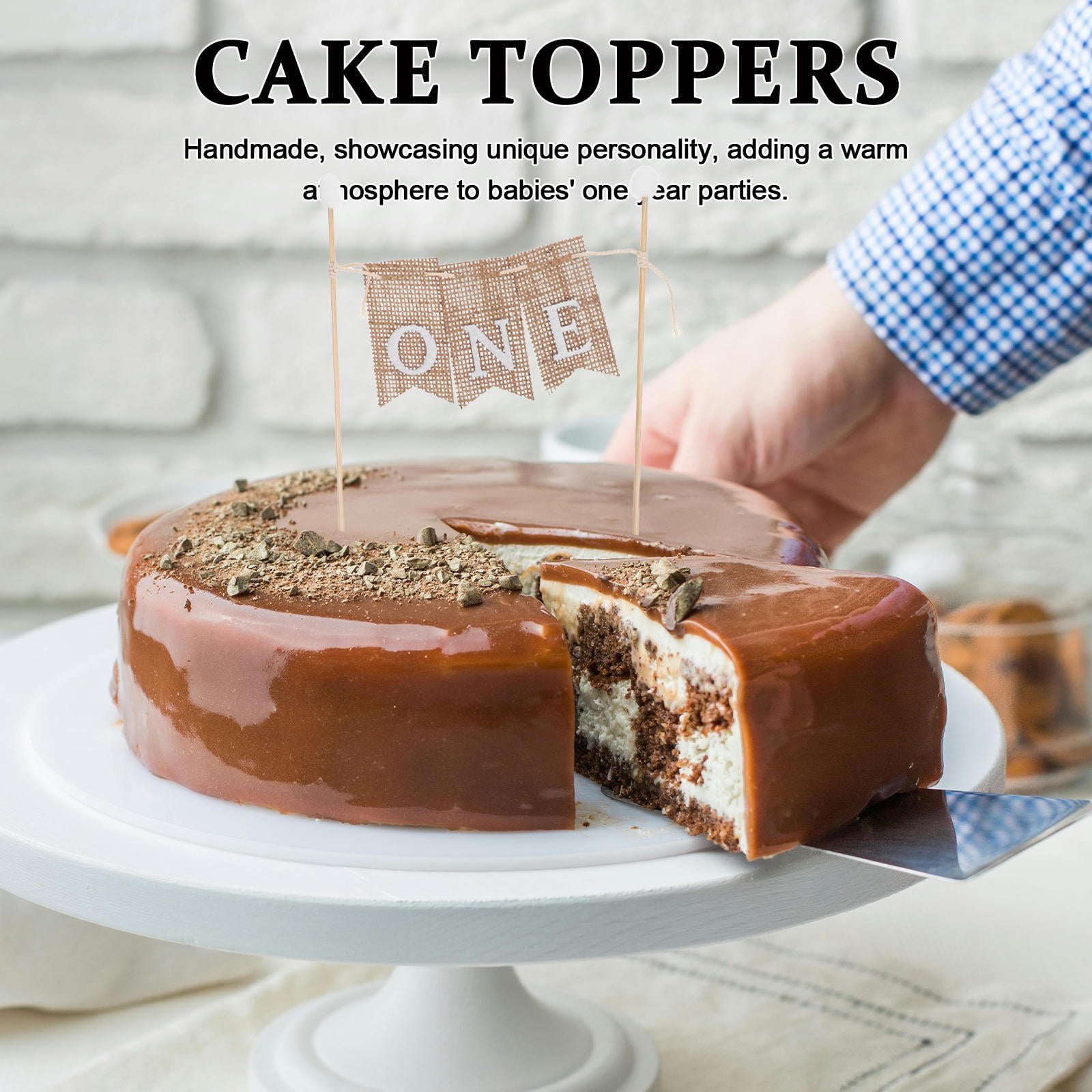 ELAYARD Happy 1st Birthday Banner Light Brown Cake Topper Versatile Fit ...