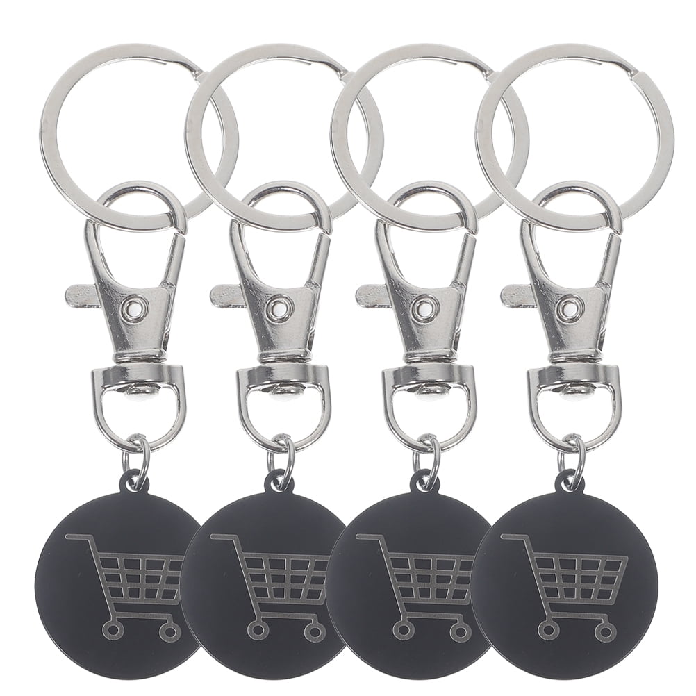ELAYARD Shopping Trolley Key Ring Black Stainless Steel Elegant 4Pcs ...
