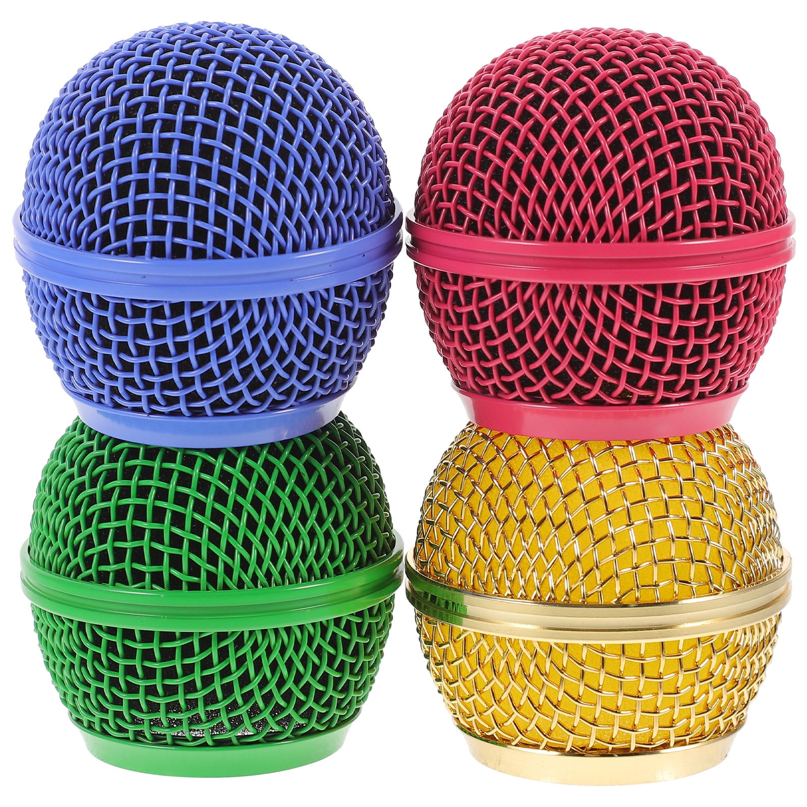 ELAYARD 4Pcs Metal Round Microphone Grill Heads Assorted Color Design ...