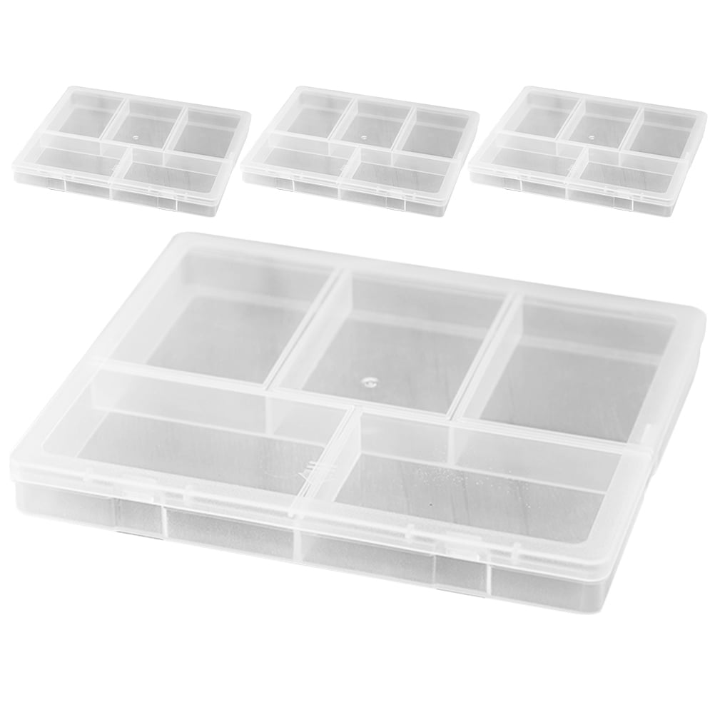 ELAYARD Transparent Plastic Storage Container with Dividers for Small ...