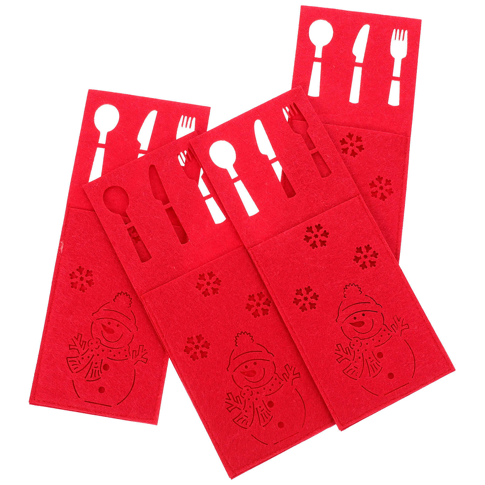 ELAYARD Set of 4 Red Felt Cutlery Storage Bags for Holiday Parties and ...