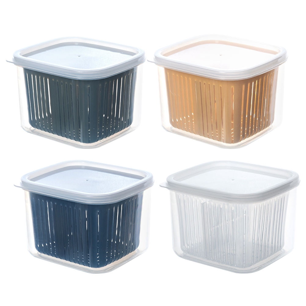 ELAYARD 4pcs Food Storage Boxes With Drainage Design Sealing For ...