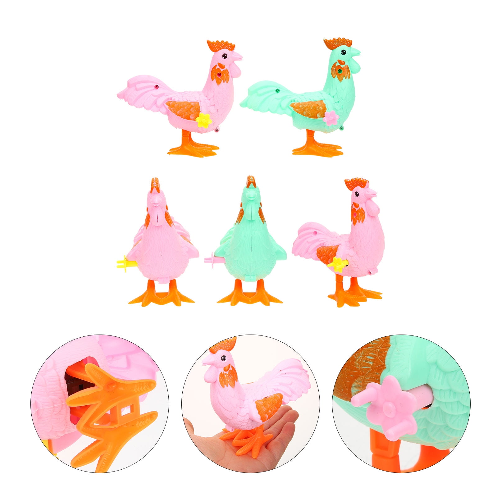 ELAYARD 5Pack Wind Up Rooster Toy Plastic Lifelike Appearance Playtime ...