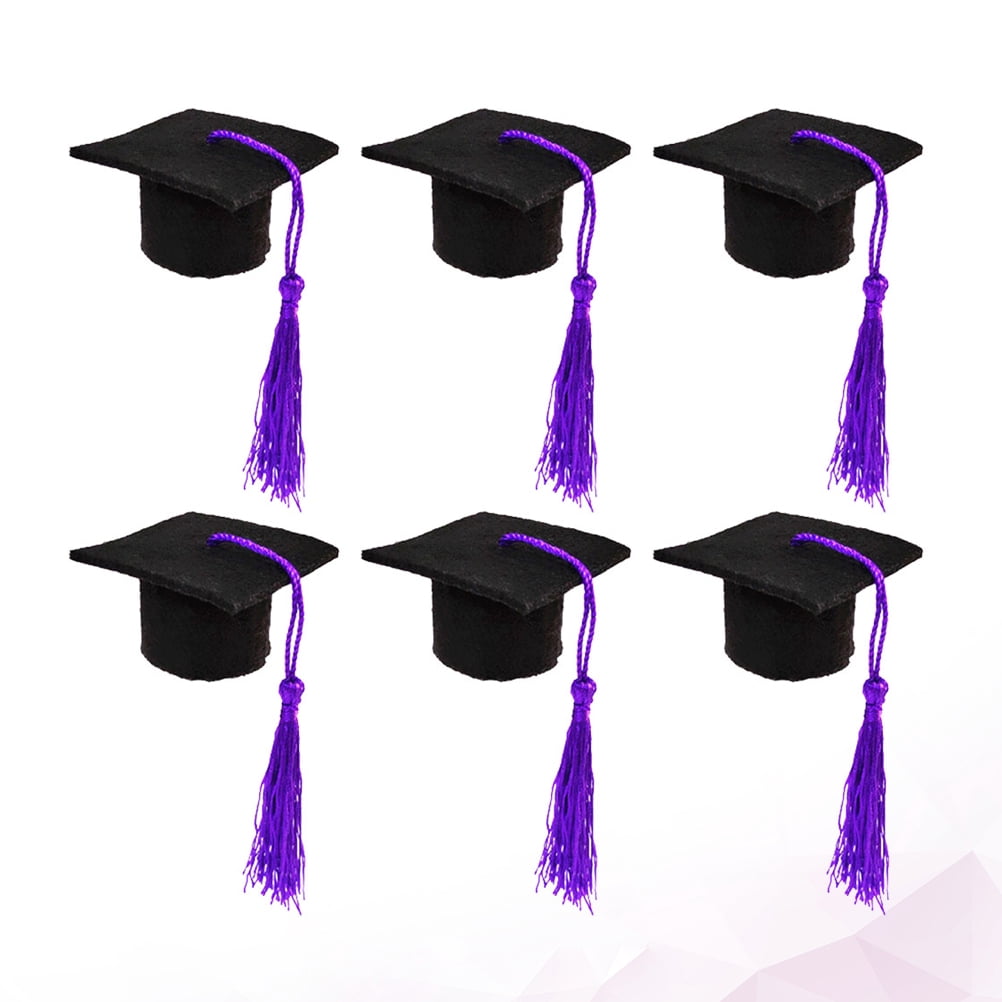 ELAYARD 6Pcs Graduation Hat Tassel Wine Bottle Toppers Non-woven Fabric ...