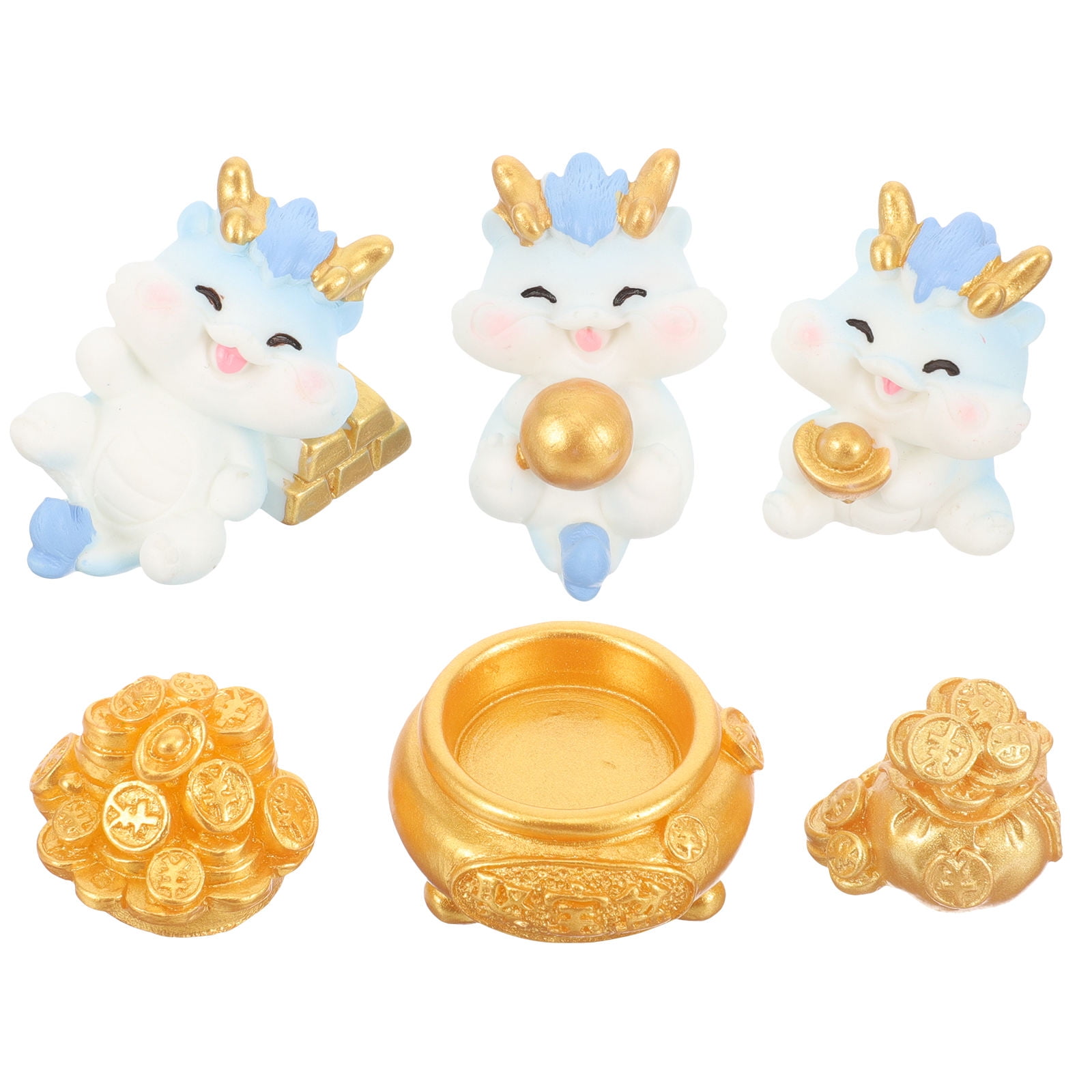 ELAYARD 6Pcs Japanese Figurines Mini Dragon Decor Resin Desktop Decor 4 ...