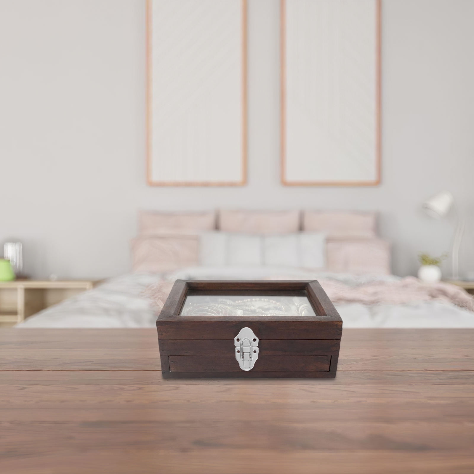 ELAYARD Retro Wood Box Locks Silver Iron Jewelry Box Latches Hardware ...