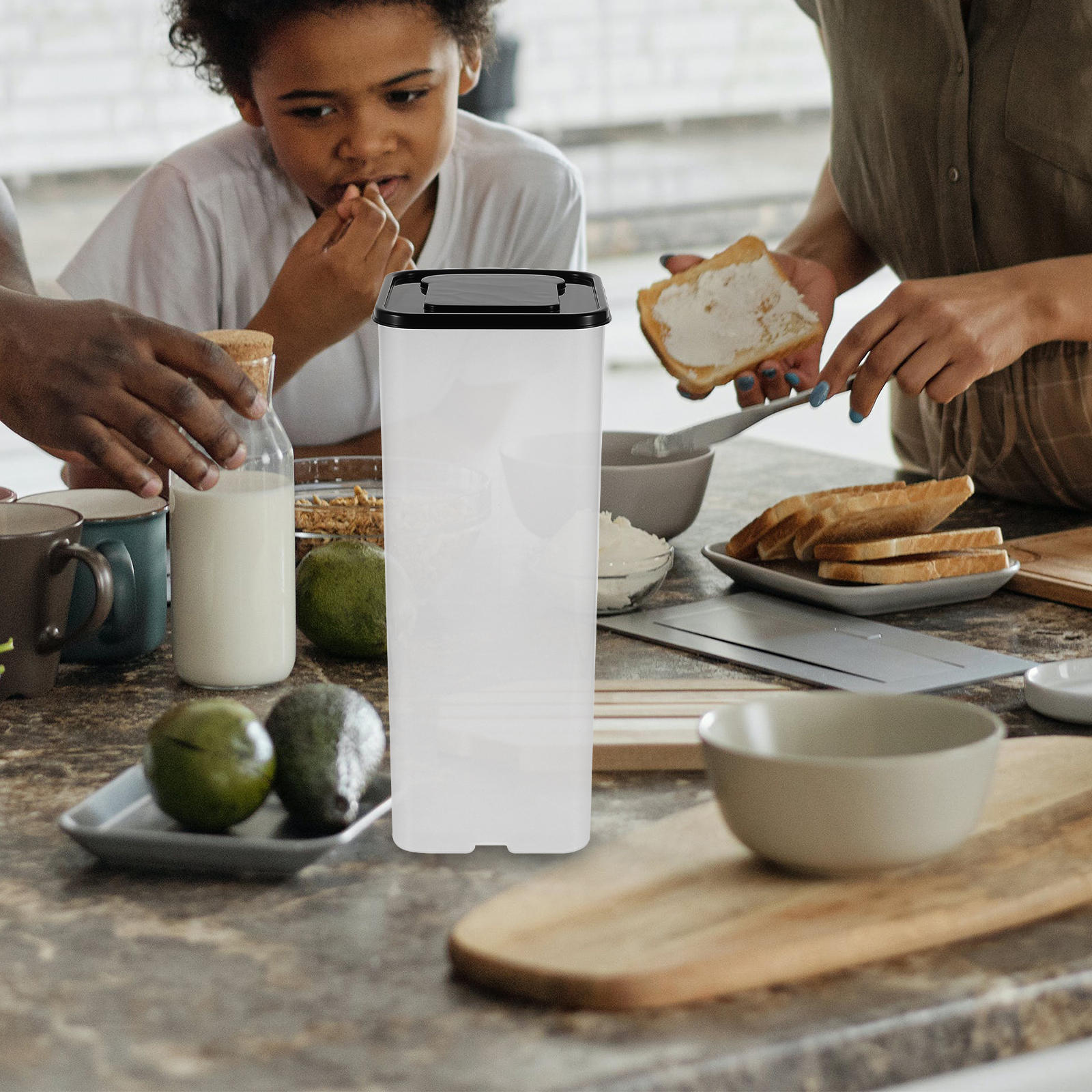 ELAYARD Black Bread Box for Kitchen Countertop Airtight Plastic Bread ...