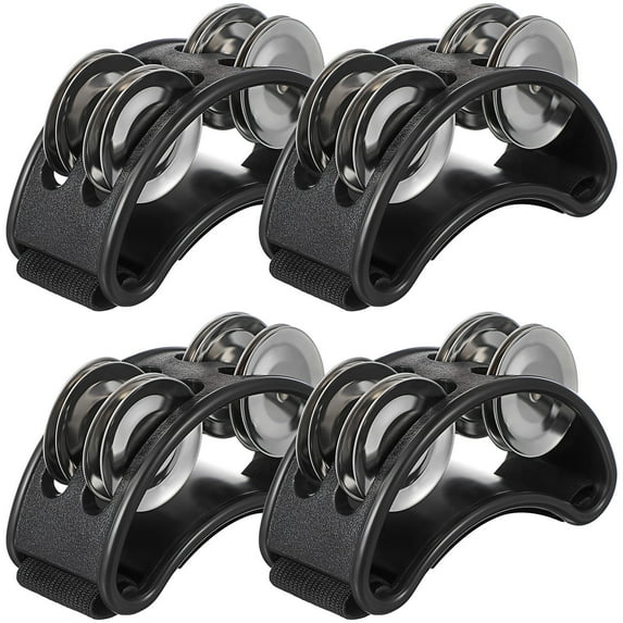 ELAYARD Black Foot Tambourine Lightweight Percussion Instrument with Crisp Sound and Build for ...