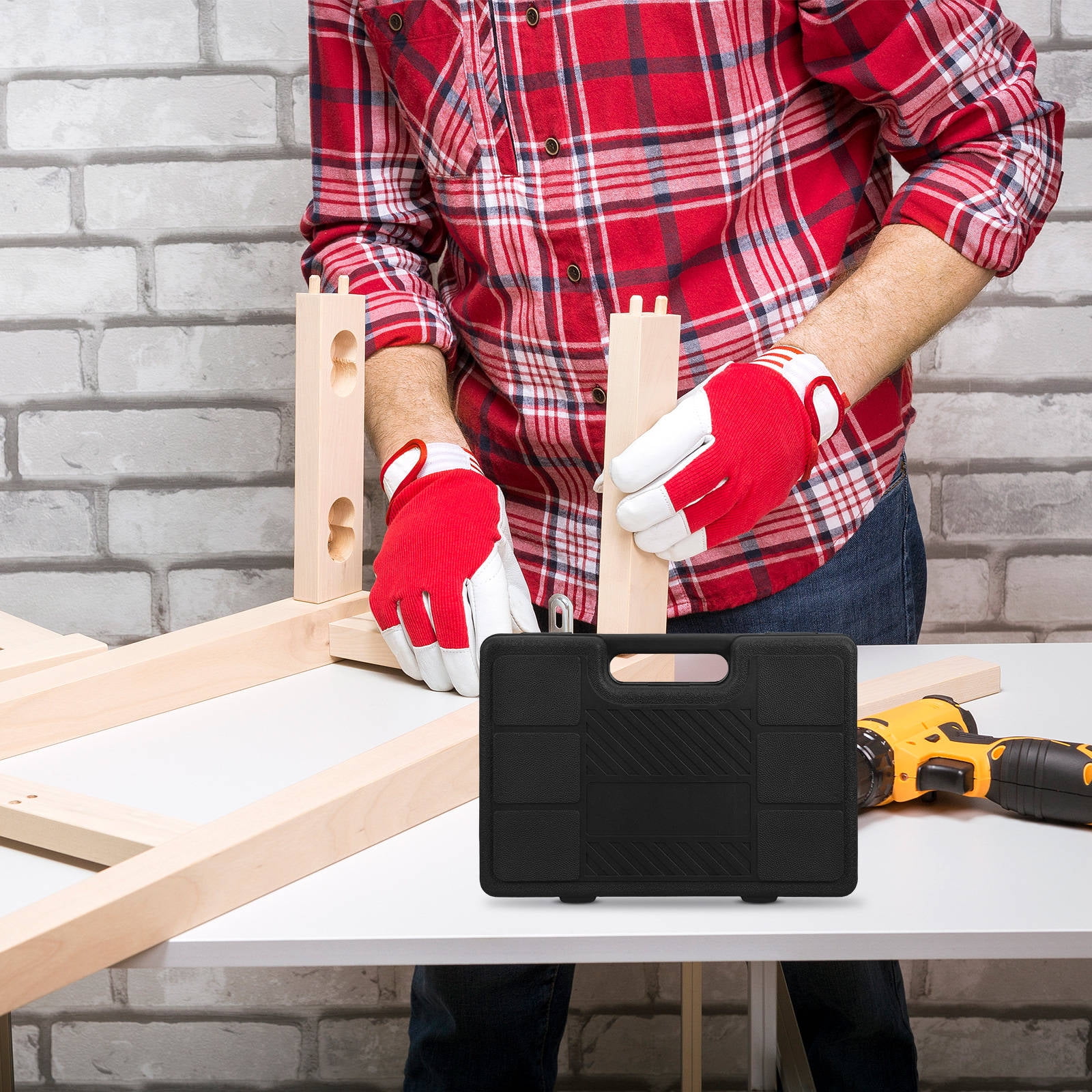 ELAYARD Black Portable Tool Box with Handle Plastic Hard Case for ...