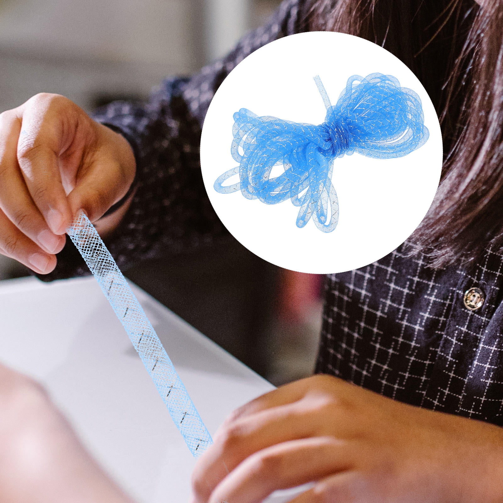 ELAYARD Bracelet Wire 1 Roll of Sky-Blue Polyester Mesh Tube for Girls ...