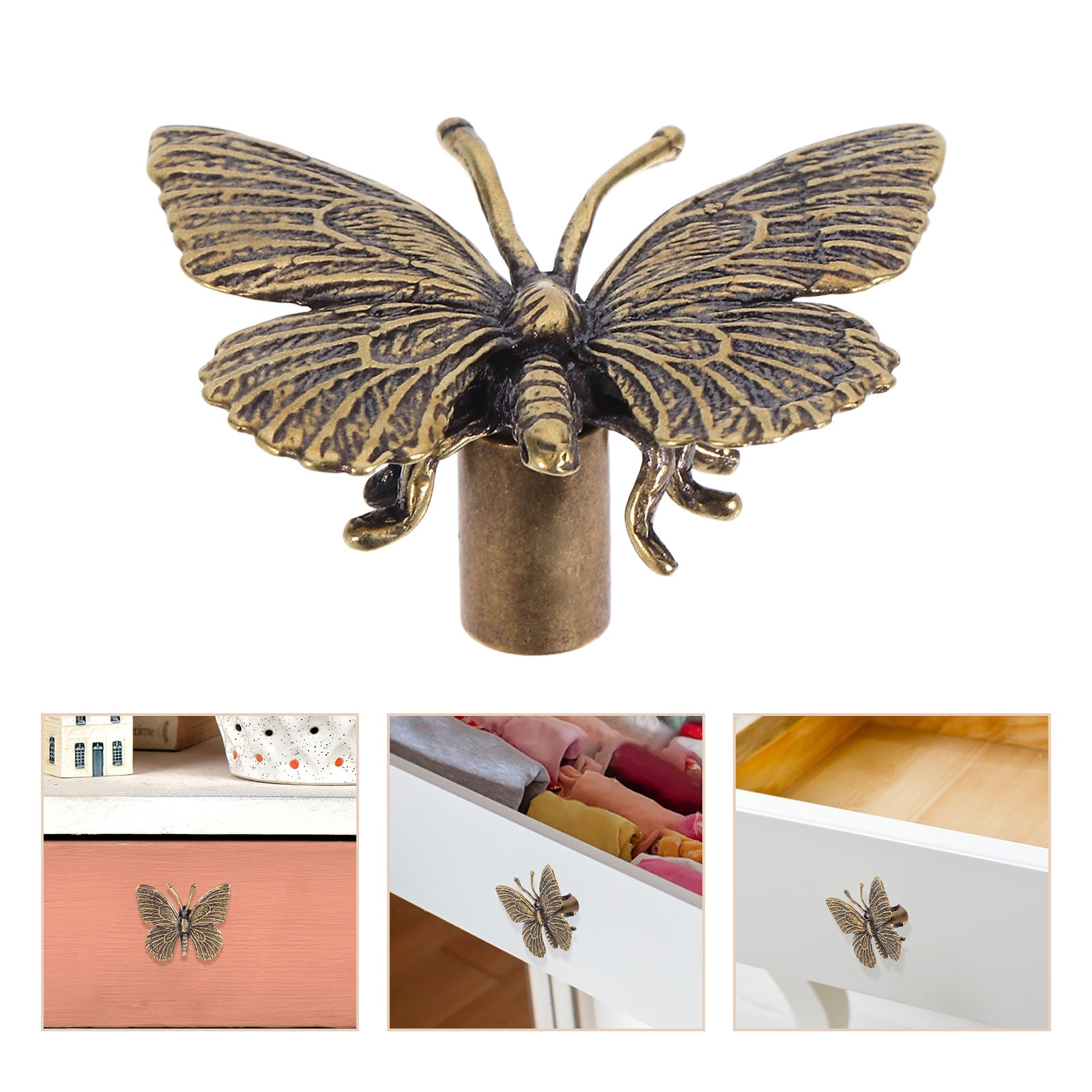 ELAYARD Vintage Butterfly Cabinet Knobs Brass Decorative Pulls for Home ...