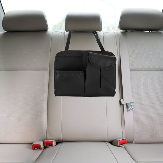 ELAYARD Car Headrest Organizer Black PU Material Backseat Storage ...
