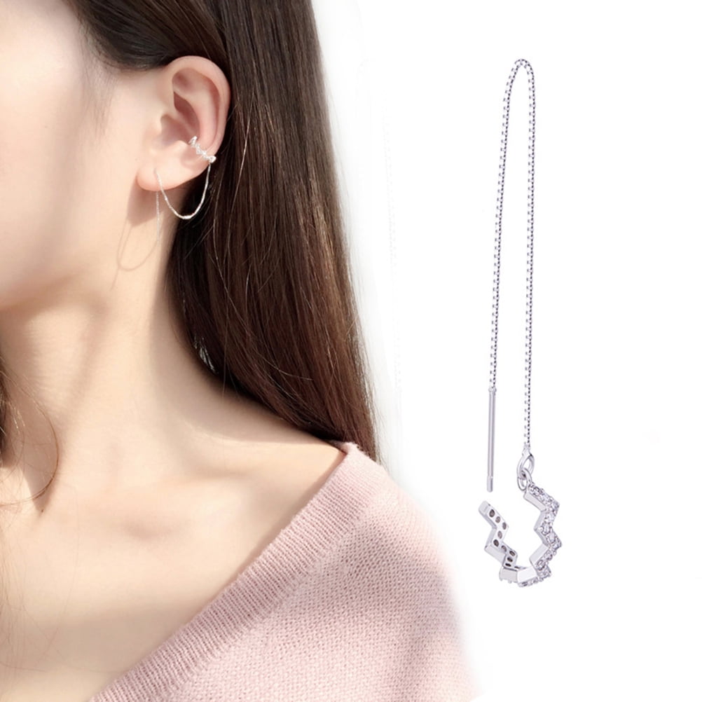 ELAYARD Chain Earrings with Cuff Design Elegant Long Tassel Earrings ...