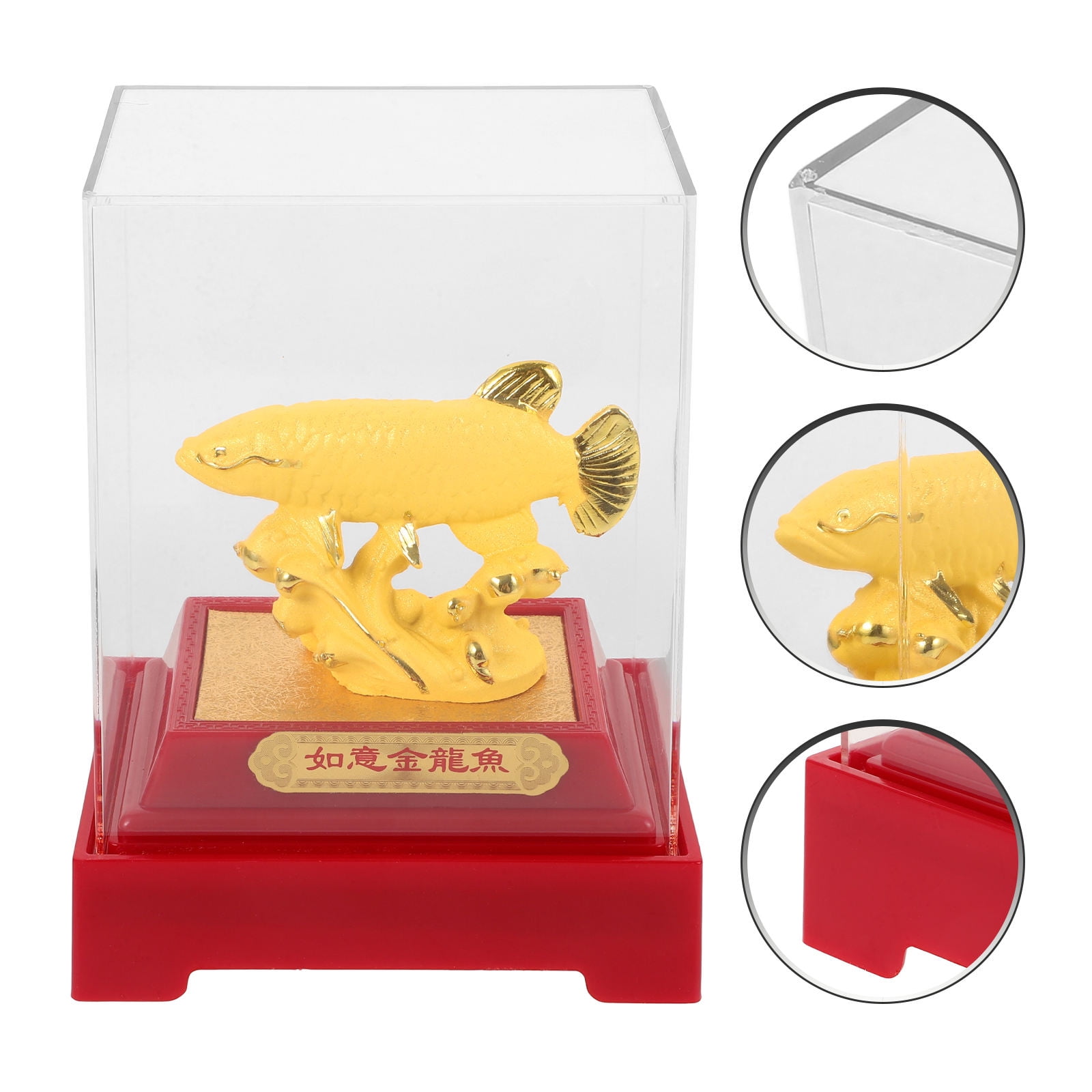 ELAYARD Chinese Style Decor Resin Fish Statue Multi-Colored 1Set Good ...