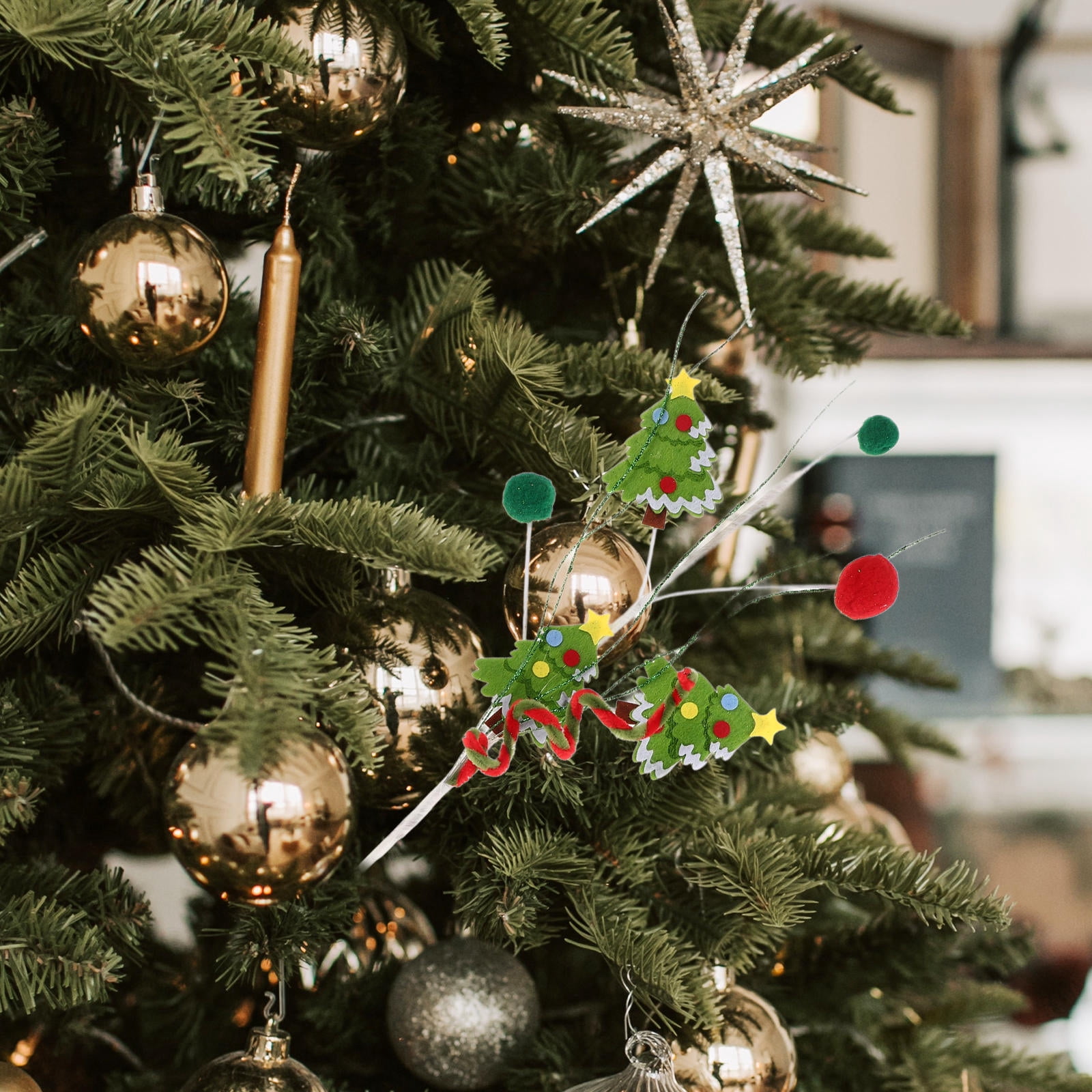 ELAYARD Christmas Tree Picks Green Woolen Candy Cane Curly Branches for ...