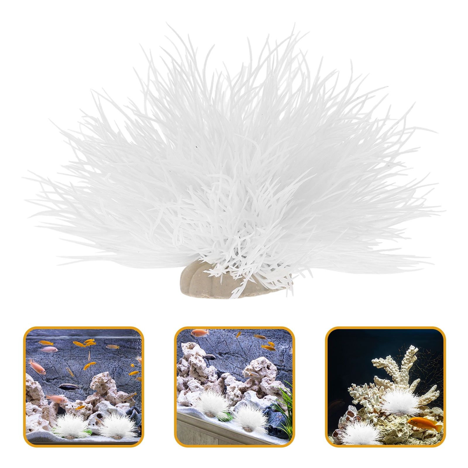 ELAYARD Decorative White Fake Fish Tank Plant Ornament for Realistic ...