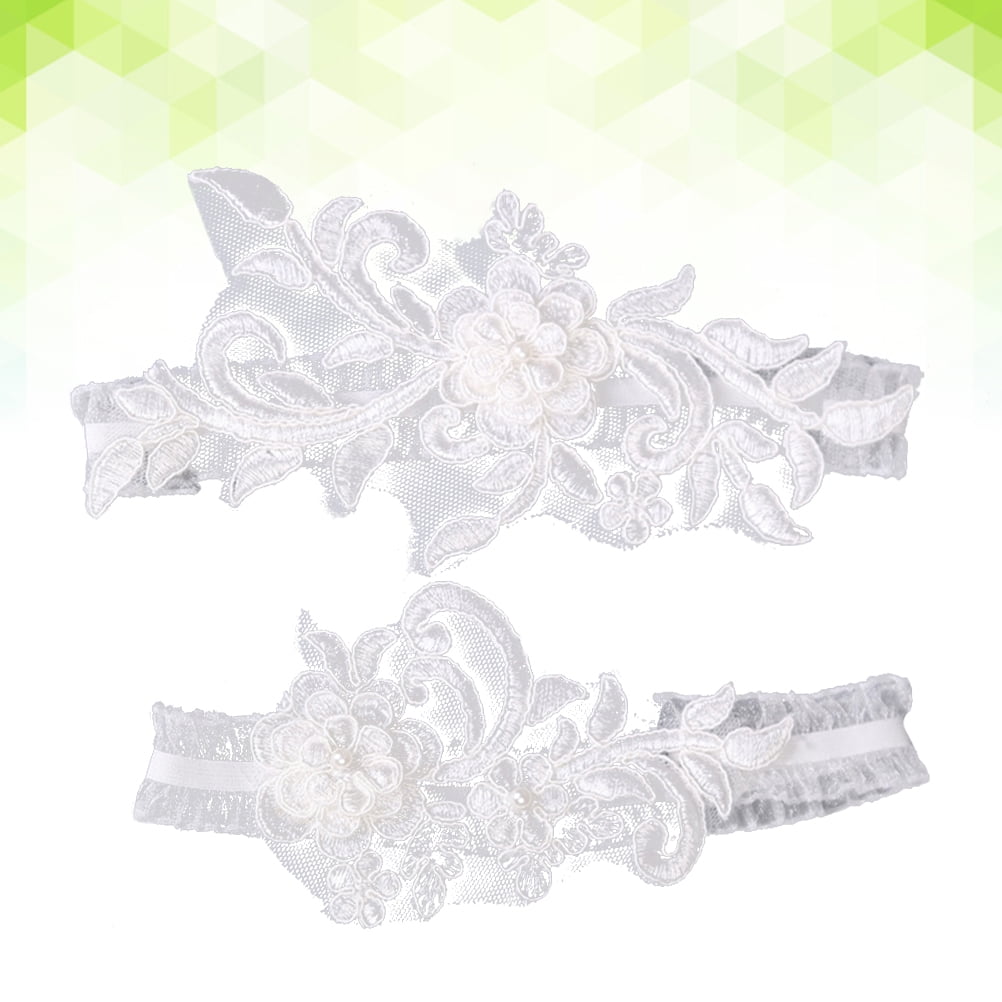 ELAYARD Elegant Design Garters 1Set White Lace Bridal Wedding ...
