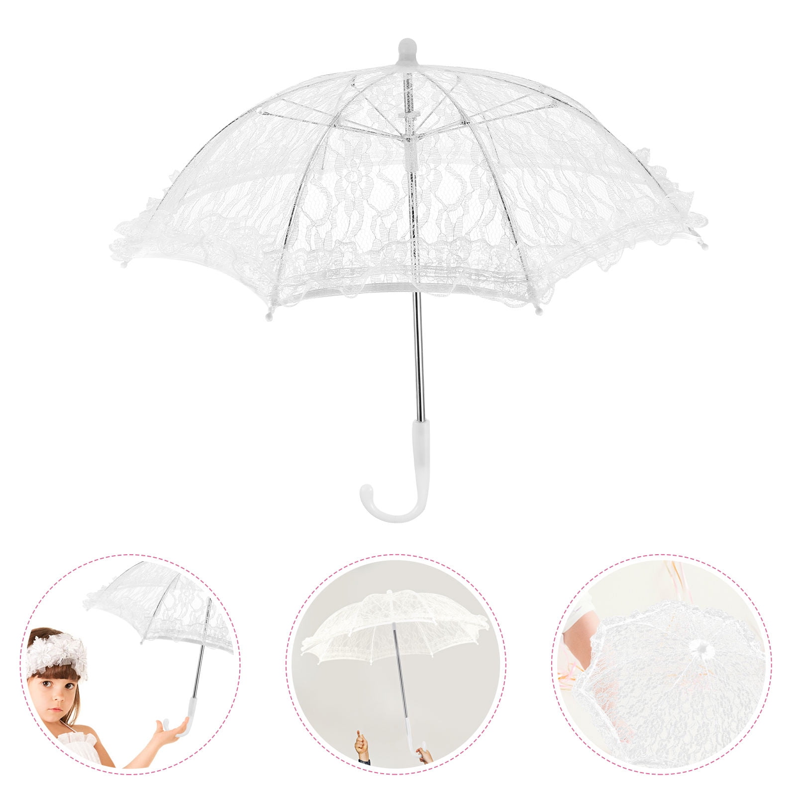 ELAYARD Vintage White Lace Parasol for Stage Performance and Party ...