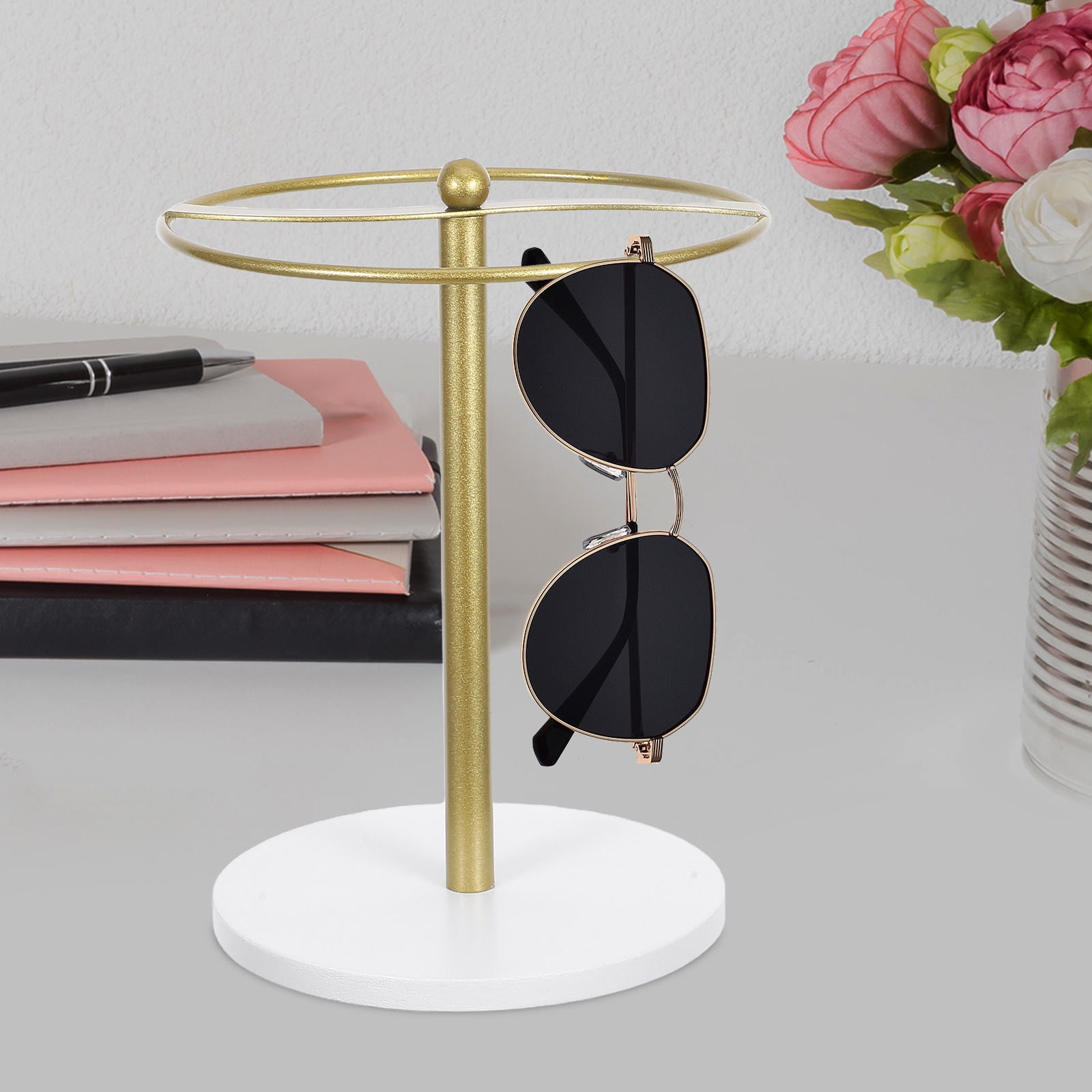 ELAYARD Glasses Display Rack with White Wood Base and Carbon Steel ...