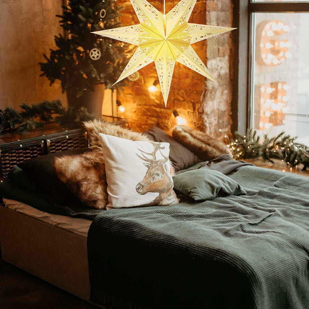 ELAYARD 3Pcs Durable Golden Paper Star Lamp Shade for Study Room ...