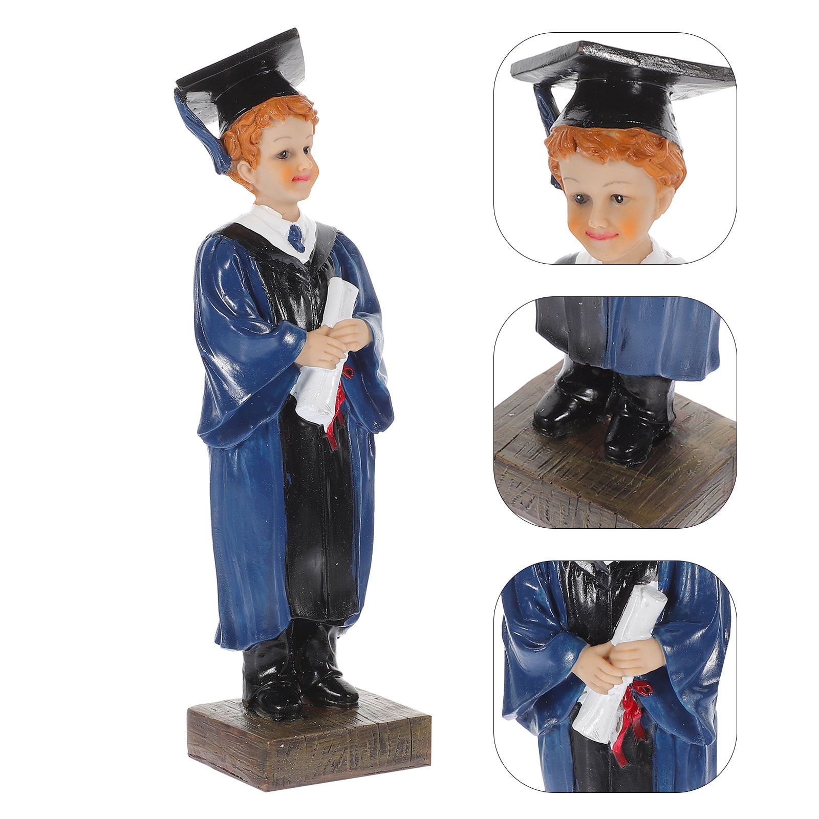 ELAYARD Graduation Props Blue Resin Figurine Simple Artistic Design for ...