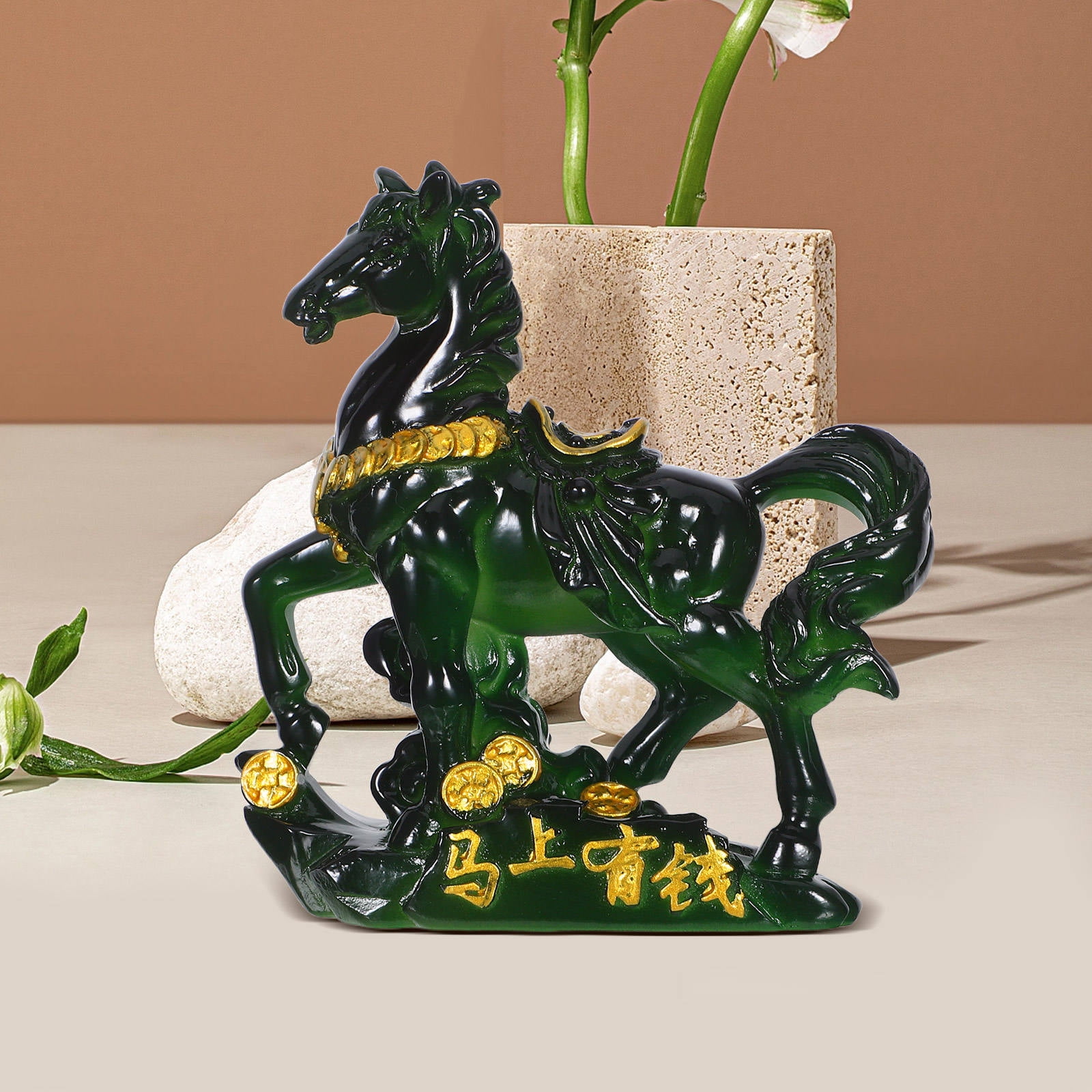 ELAYARD Green Resin Horse Statue Color Changing Tea Pet Figurine for ...