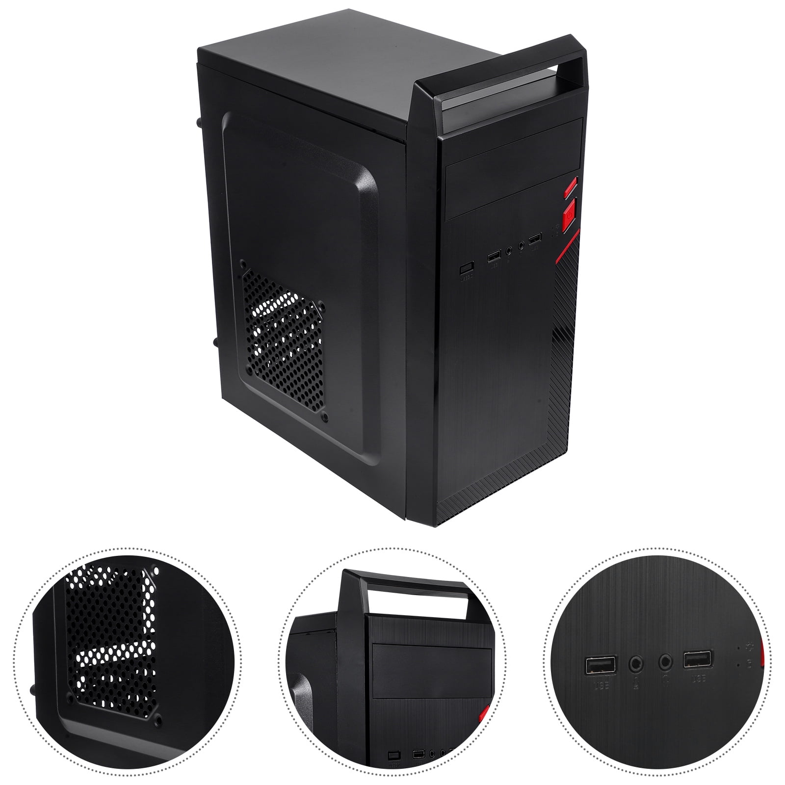 ELAYARD Metal Computer Box Computer Case Black with Carrying Handle ...