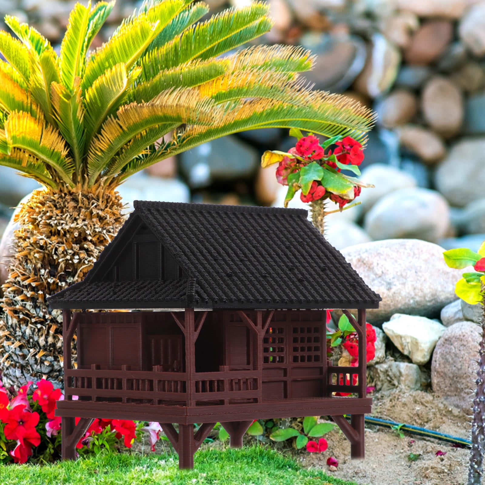 ELAYARD Mini Pavilion Figurine - Bonsai Garden Decor Multi Plastic ...