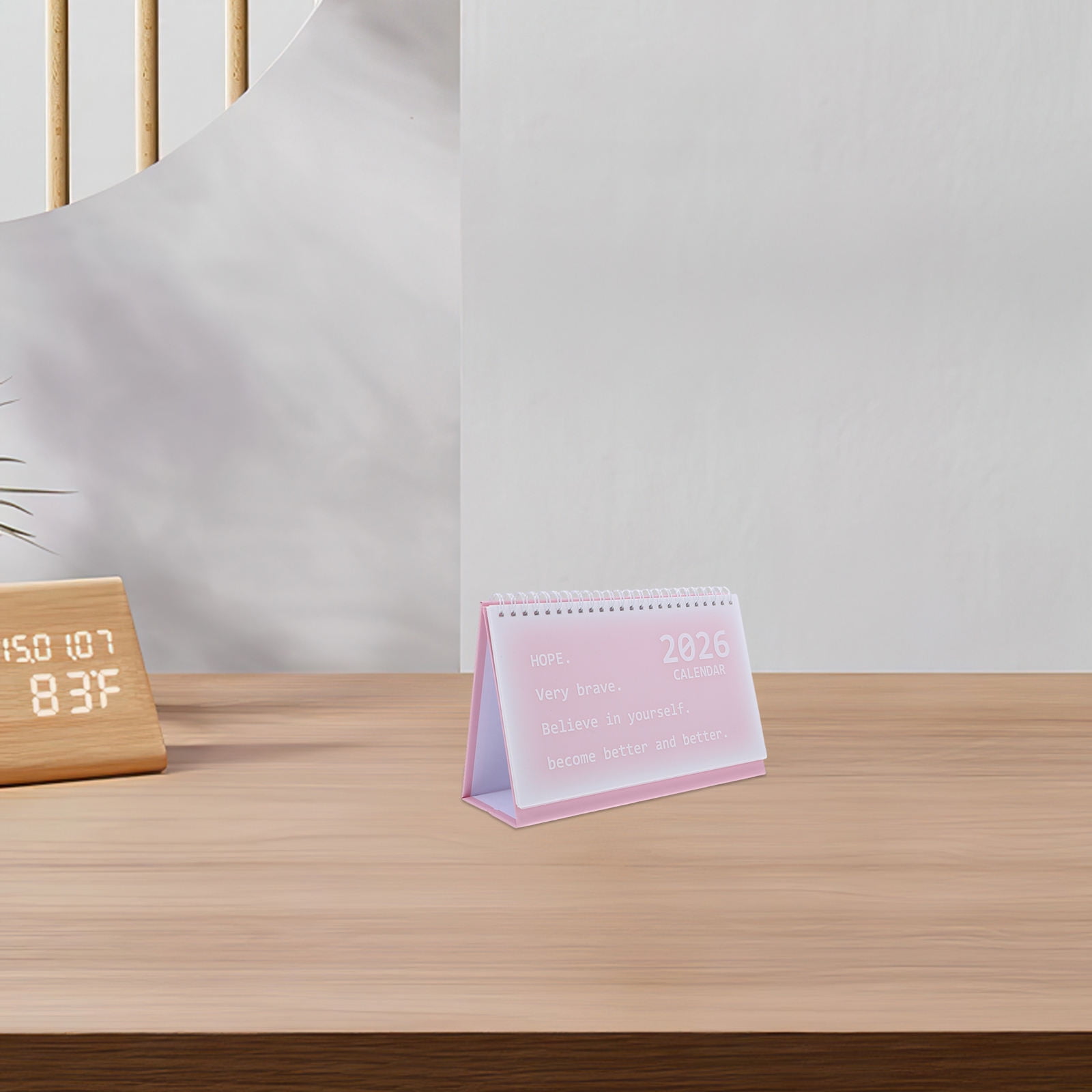 ELAYARD Desk Calendar 2026 Pink Coil Binding Yearly Planner for Desktop ...
