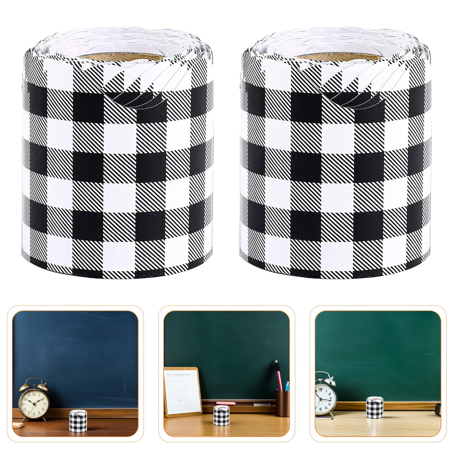 ELAYARD Black and White Checkered Bulletin Board Trim for Office and ...