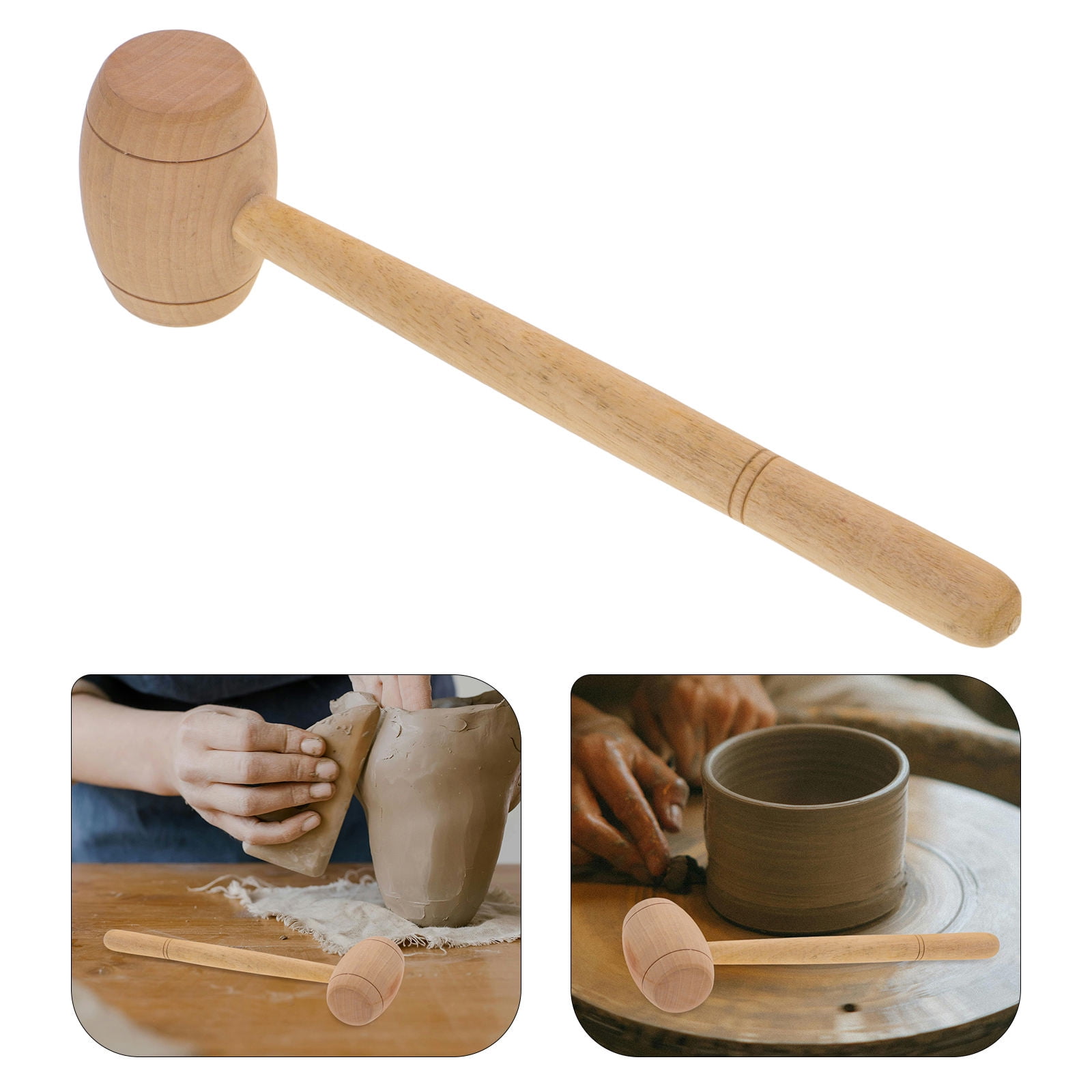 ELAYARD Professional Wooden Mallet Clay Hammer with Comfortable Grip ...