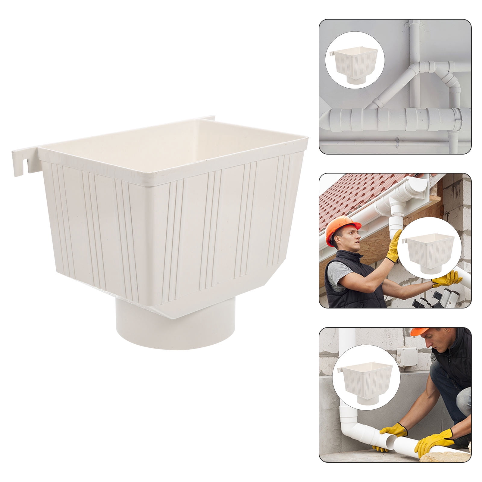 ELAYARD White PVC Rain Gutter Diverter, Easy Connect Water Collector ...