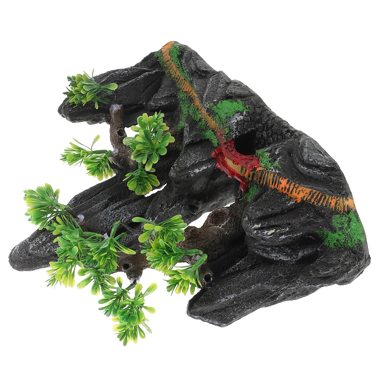 ELAYARD Small Aquarium Decor Resin Rockery Model Fish Hiding Green 1Set ...