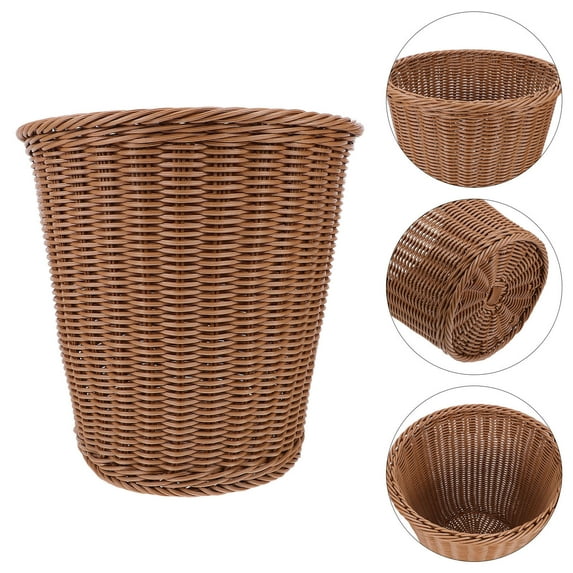 ELAYARD Reusable Plastic Trash Basket with Imitation Rattan Wicker for ...
