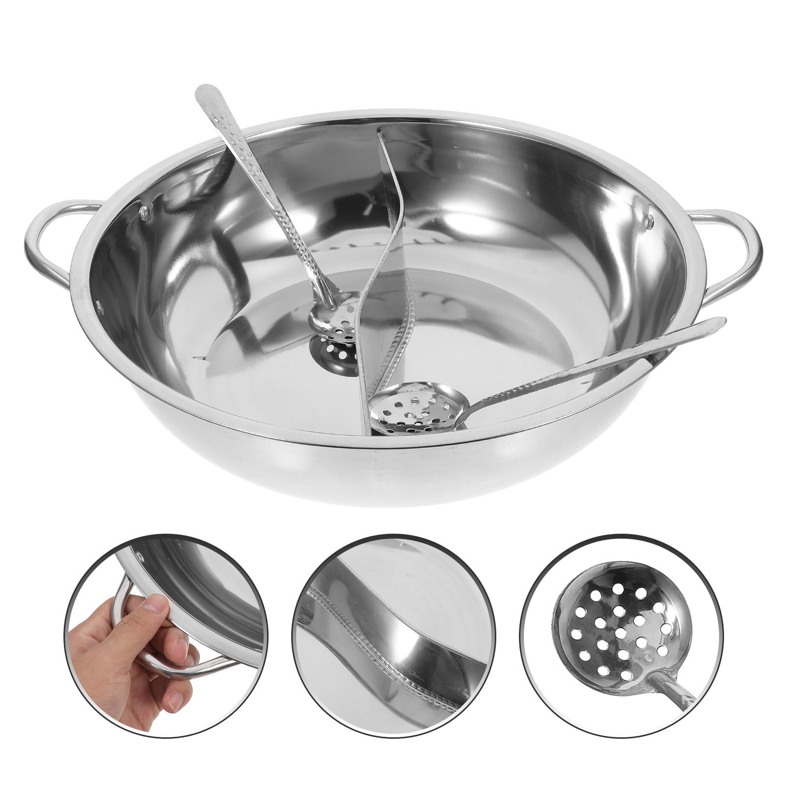 ELAYARD Stainless Steel Divided Hot Pot with Two Flavor Partition for ...