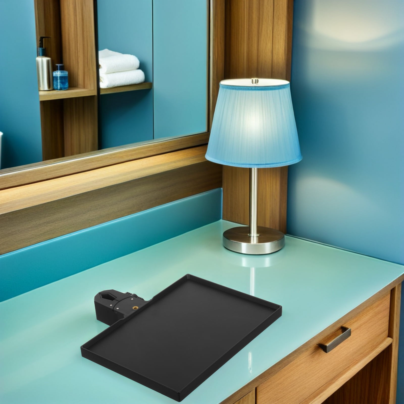 ELAYARD Efficient Black Makeup Holder and Nail Station Tray for ...