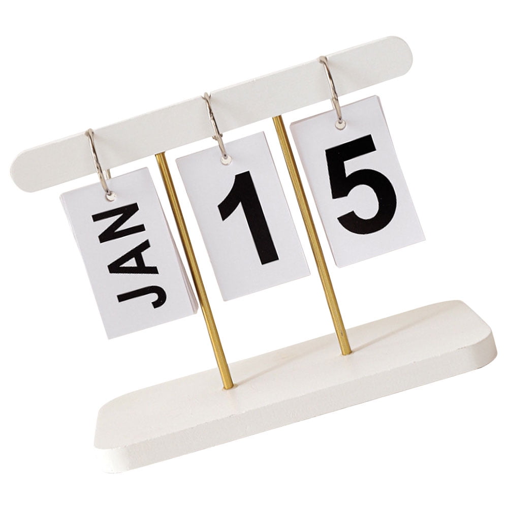 ELAYARD Vintage Flip Calendar 1Pack White Desk Calendar Wooden Decor ...
