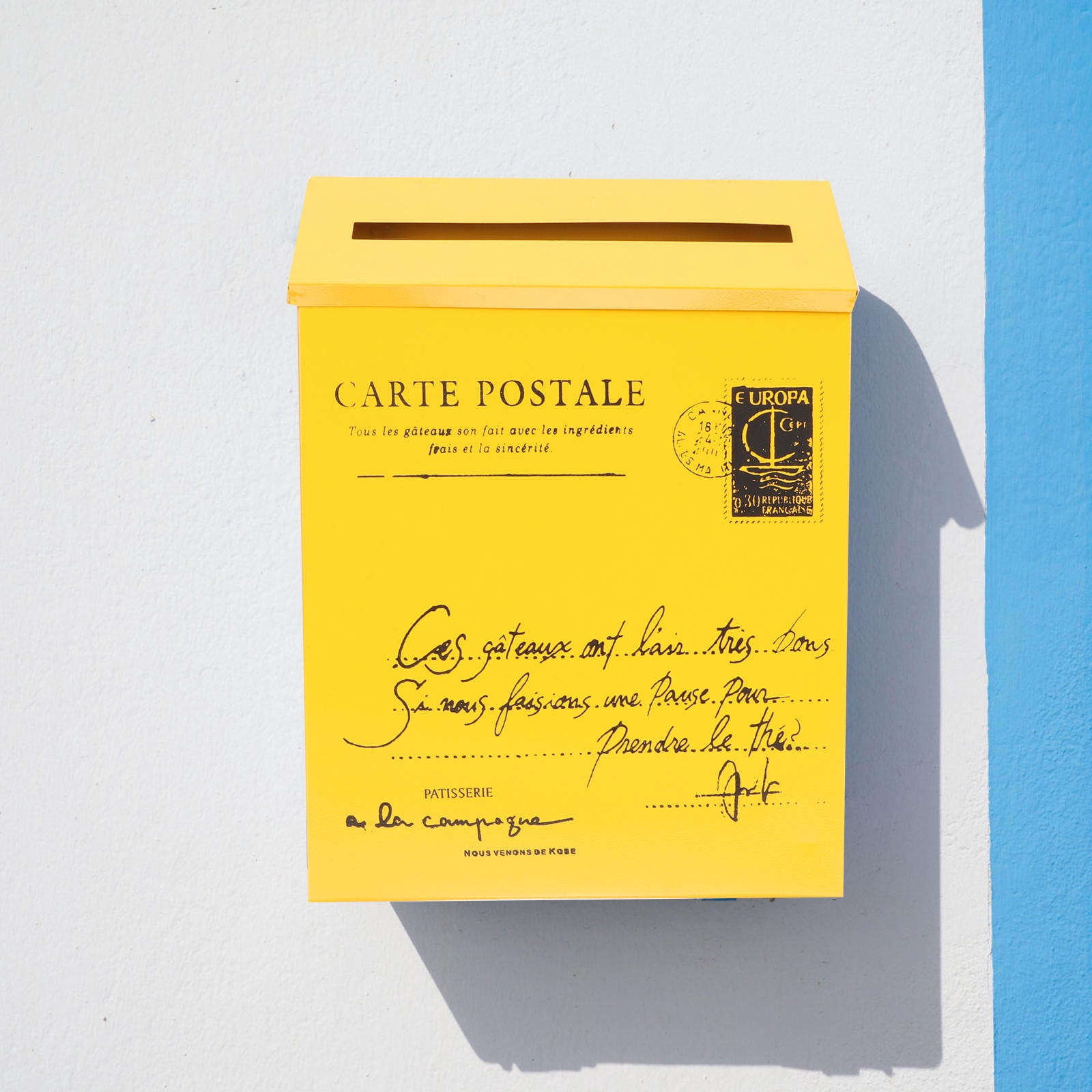 ELAYARD Wall Mounted Vintage Letter Box Yellow Iron Suggestion Box for ...